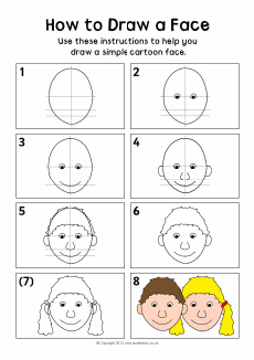 How to draw a face instruction sheet (SB8288) - SparkleBox