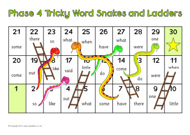 Tricky word snakes and ladders (SB8367) - SparkleBox