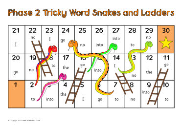 Tricky word snakes and ladders (SB8367) - SparkleBox