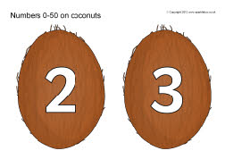 Numbers 0-50 on coconuts (SB8425) - SparkleBox