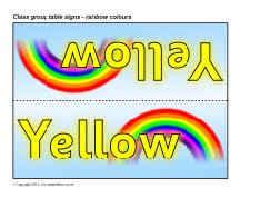 Rainbow colours class group table signs (SB8506) - SparkleBox
