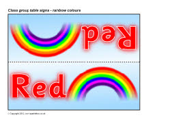 Rainbow colours class group table signs (SB8506) - SparkleBox