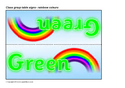 Rainbow colours class group table signs (SB8506) - SparkleBox