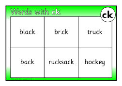 Words with ck bingo (SB8548) - SparkleBox
