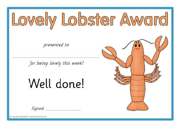 Lobster-themed award certificates (SB8542) - SparkleBox