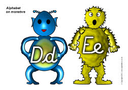 Upper and lowercase alphabet on monsters - cursive (SB8539) - SparkleBox