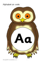 Alphabet on owls - uppercase with lowercase (SB8728) - SparkleBox