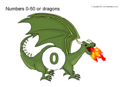 Numbers 0-50 on dragons (SB8846) - SparkleBox