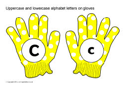 Uppercase and lowercase alphabet glove matching (SB8833) - SparkleBox