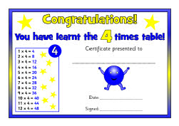 Times tables certificates (SB8987) - SparkleBox