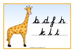 Giraffe, Tortoise and Monkey letters posters - cursive (SB9098 ...