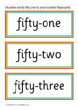 Number words fifty-one to one-hundred flash cards (SB9116) - SparkleBox