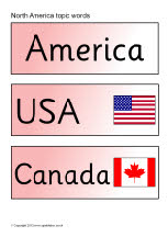 North America topic word cards (SB9134) - SparkleBox