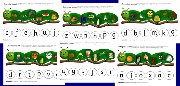 Caterpillar initial sounds (SB105) - SparkleBox