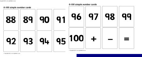 0-100 simple number cards (SB128) - SparkleBox