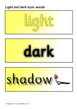 Light and dark topic word cards (SB183) - SparkleBox