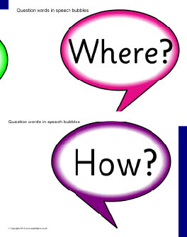 Question words in speech bubbles (SB188) - SparkleBox