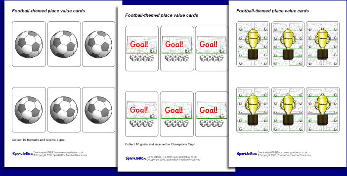 Football-themed place value cards (SB218) - SparkleBox