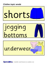 Clothes topic word cards (SB224) - SparkleBox