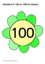 Numbers in 100s to 1000 on flowers (SB244) - SparkleBox