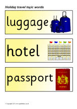 Holiday travel topic word cards (SB242) - SparkleBox