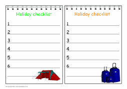 Holiday checklist writing aids (SB247) - SparkleBox