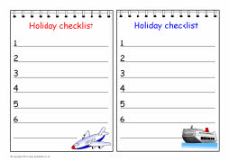 Holiday checklist writing aids (SB247) - SparkleBox