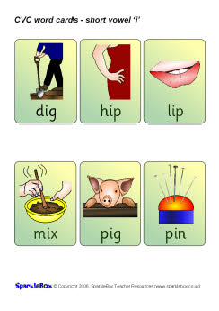 CVC word cards - short vowel 'i' (SB298) - SparkleBox
