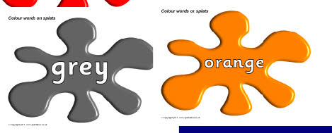 Colour words on paint splats (SB325) - SparkleBox