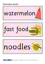Food topic word cards (SB359) - SparkleBox
