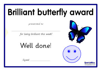 Butterfly award certificates (SB366) - SparkleBox