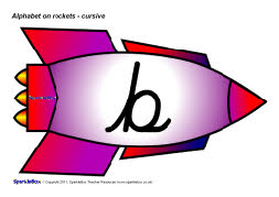 Alphabet on rockets - cursive (SB375) - SparkleBox