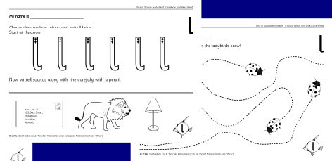 Letter 'l' worksheets (SB45) - SparkleBox
