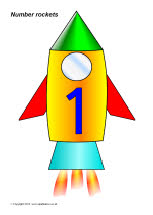 Numbers 0-50 on coloured rockets (SB424) - SparkleBox