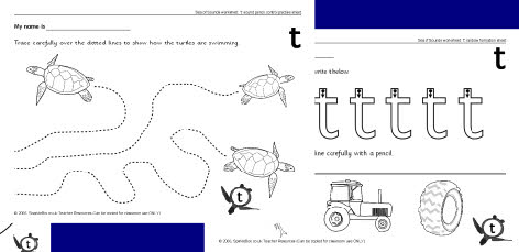 Letter 't' worksheets (SB425) - SparkleBox