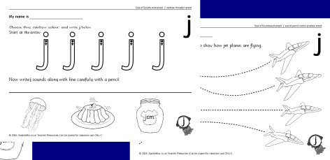 Letter 'j' worksheets (SB440) - SparkleBox