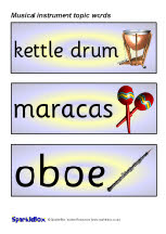 Musical instrument topic word cards (SB453)