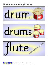 Musical instrument topic word cards (SB453)
