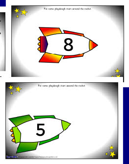 Rocket number playdough mats (SB461) - SparkleBox