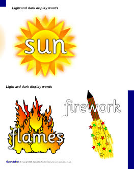 Light and dark display word and pictures (SB462) - SparkleBox