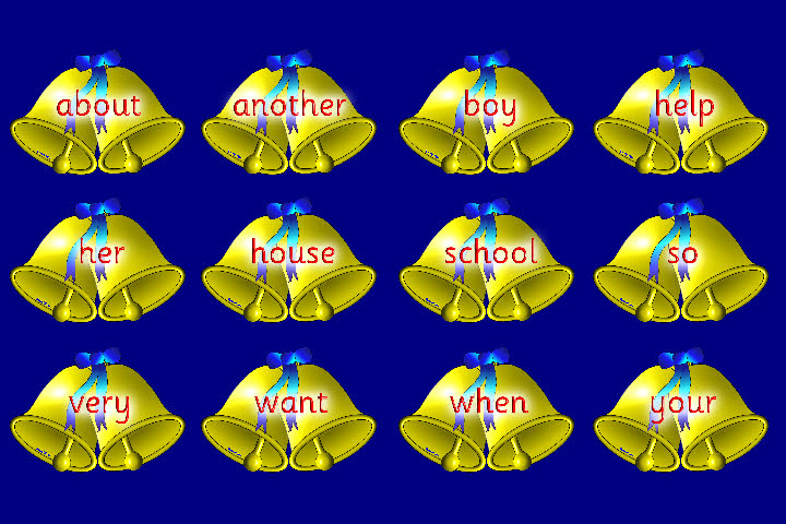 Year 1/2 keywords on Christmas bells (SB525) - SparkleBox