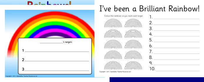 Rainbow-themed target sheets (SB542) - SparkleBox