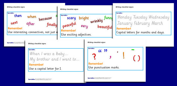 Additional writing checklist signs (SB554) - SparkleBox