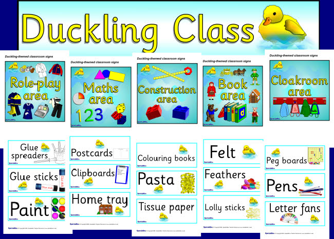 Duckling-themed signs and labels pack (SB566) - SparkleBox