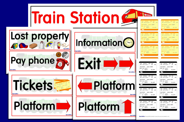 Train station role-play pack (SB579) - SparkleBox