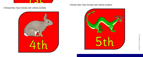 Chinese New Year animals with ordinal numbers (SB600) - SparkleBox