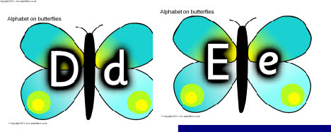 Alphabet on butterflies - uppercase with lowercase (SB611) - SparkleBox