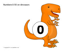 Numbers 0-50 on dinosaurs (SB620) - SparkleBox