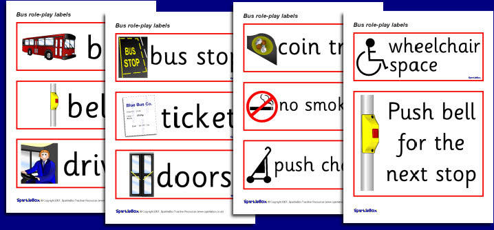 Bus role-play labels (SB635) - SparkleBox
