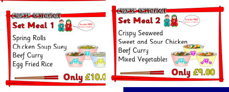 Chinese Restaurant role-play pack (SB638) - SparkleBox